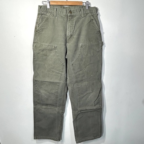 Carhartt | Pants | Vtg Carhartt B36 Mos Green Duck Double Knee Work Dungaree Pants 33x31 | Poshmark